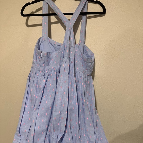 H&M | Dresses | Hm Blue And Pink Pleated Tiered Sundress | Poshmark